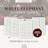 White Elephant Gift Exchange Printable Numbers | Editable Download for ...