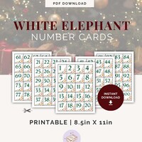 White Elephant Gift Exchange Printable Numbers | Editable Download for ...