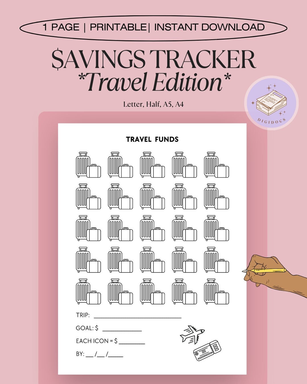 Travel Savings Tracker Printable PDF, Trip Budget Planner, Financial ...