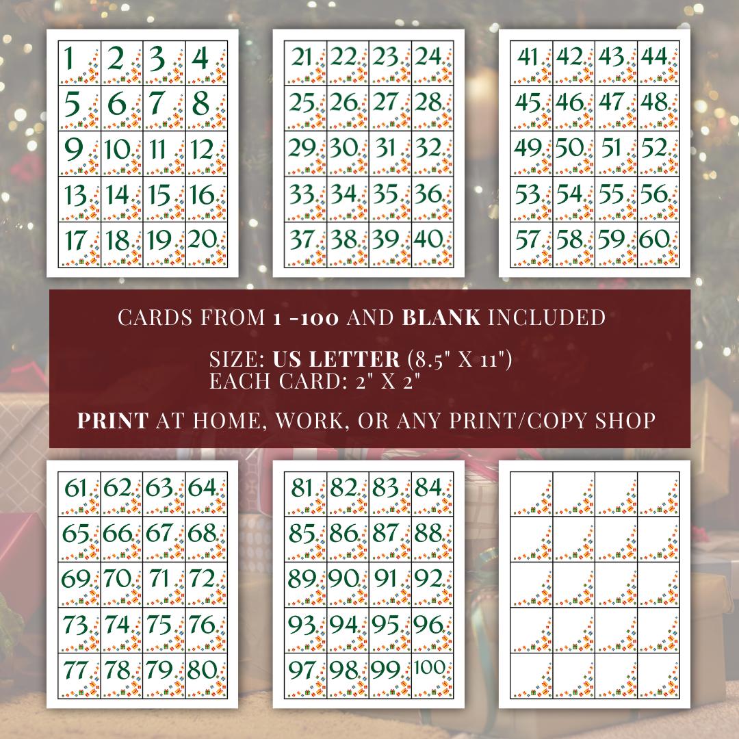 Printable Gift Exchange Numbers, White Elephant Number Cards, Christmas ...