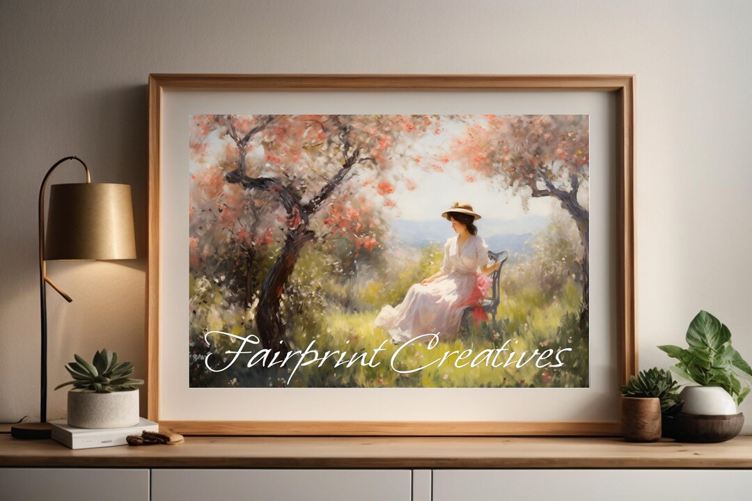 Printable Lady Under a Tree Landscape Oil Painting, Monet Style ...