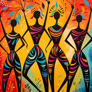 Printable Art African Inspired, Dancing, Bright Colours, Abstract Art ...