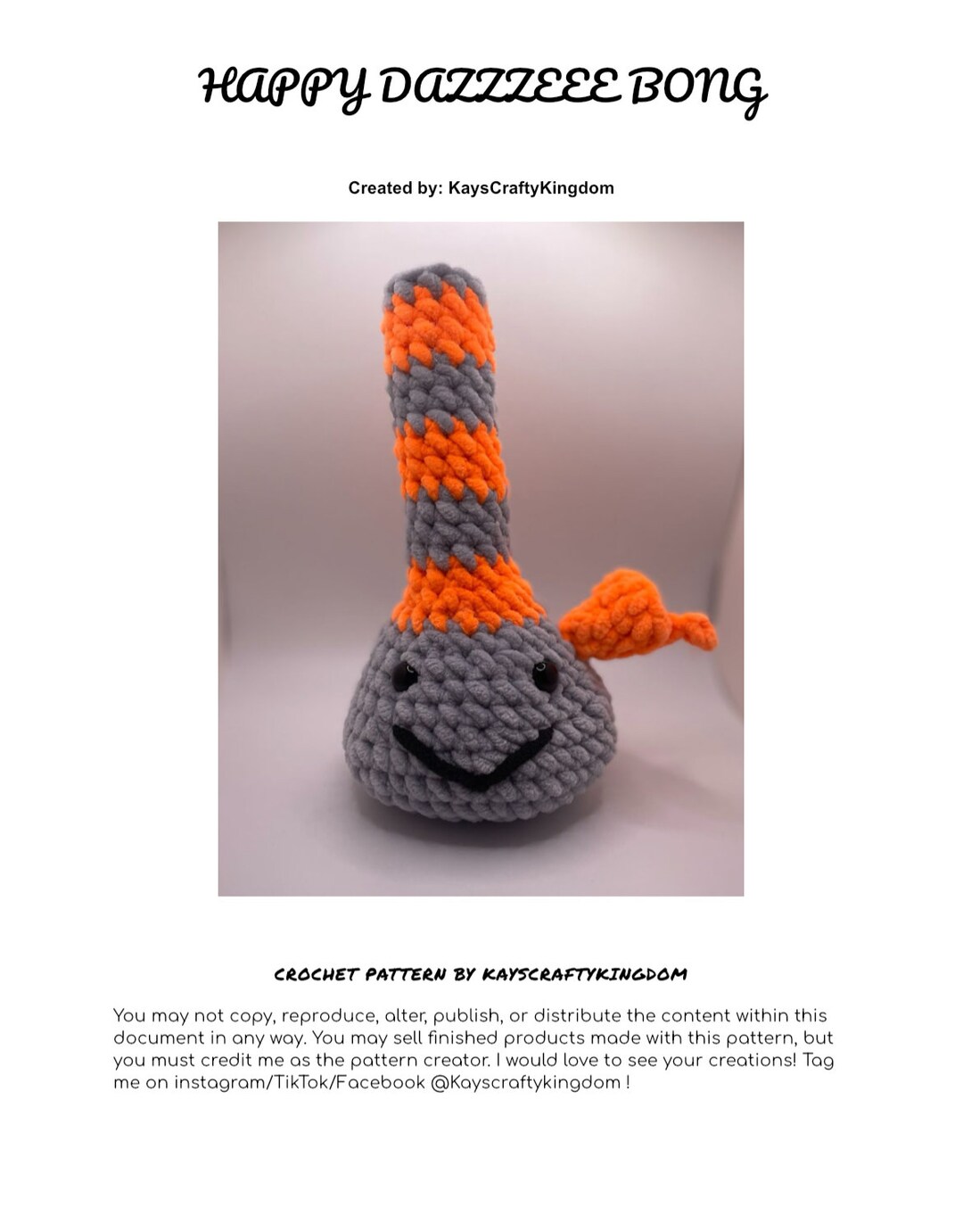 Happy Dazzzeee Bong PATTERN ONLY Crochet Bong, Amigurumi Pattern - Etsy
