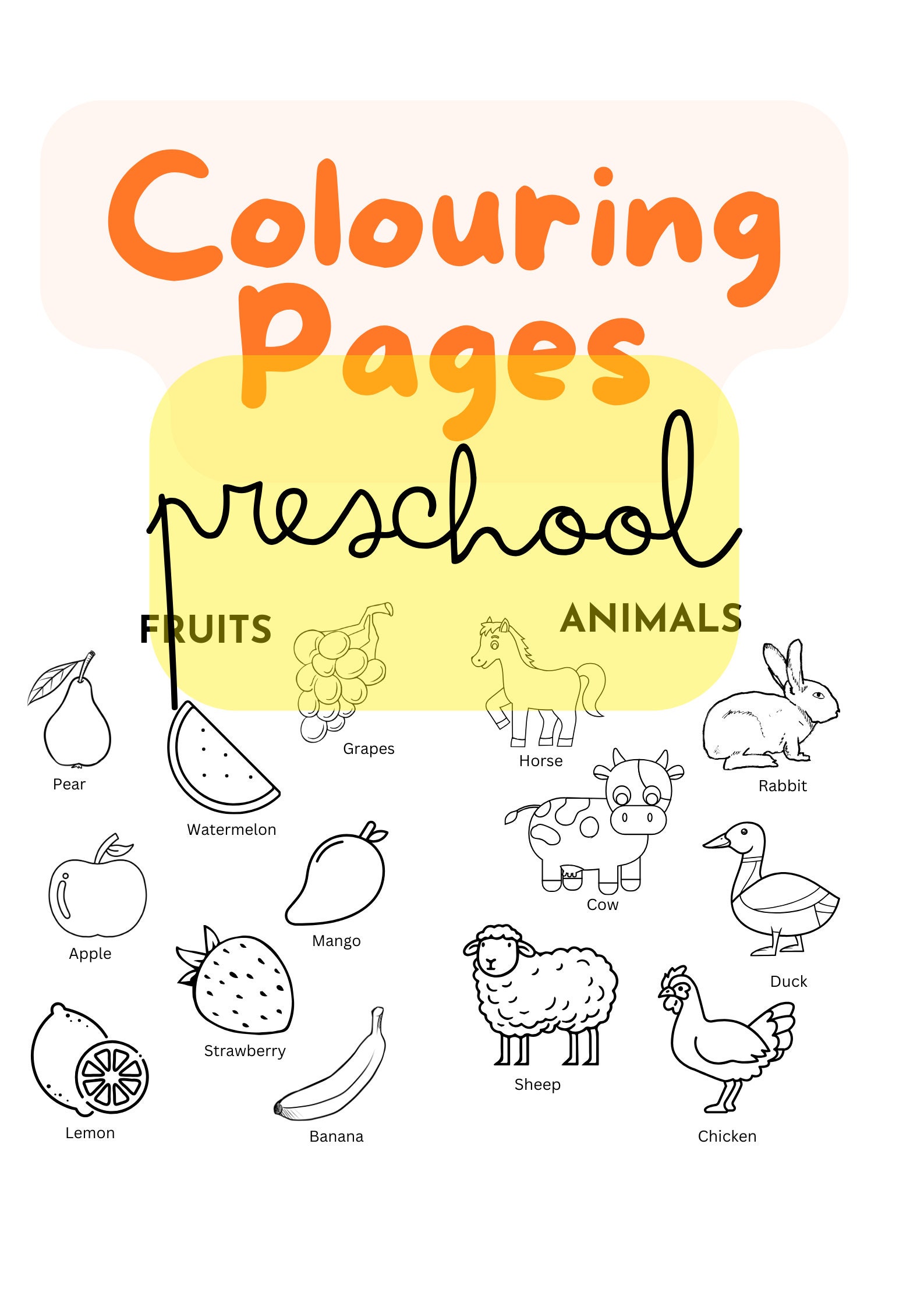 Colouring Page, Preschool, Kids - Etsy