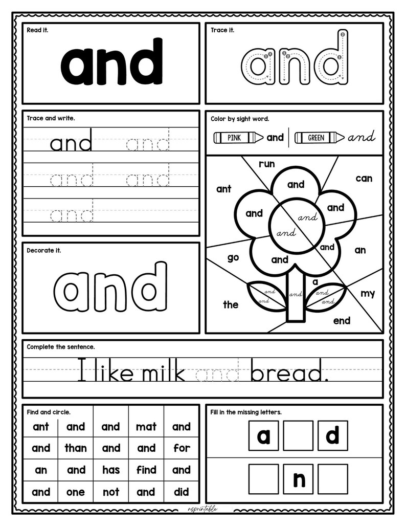 40 Pages Preschool Sight Words Worksheet, Preschool Learning Worksheet ...