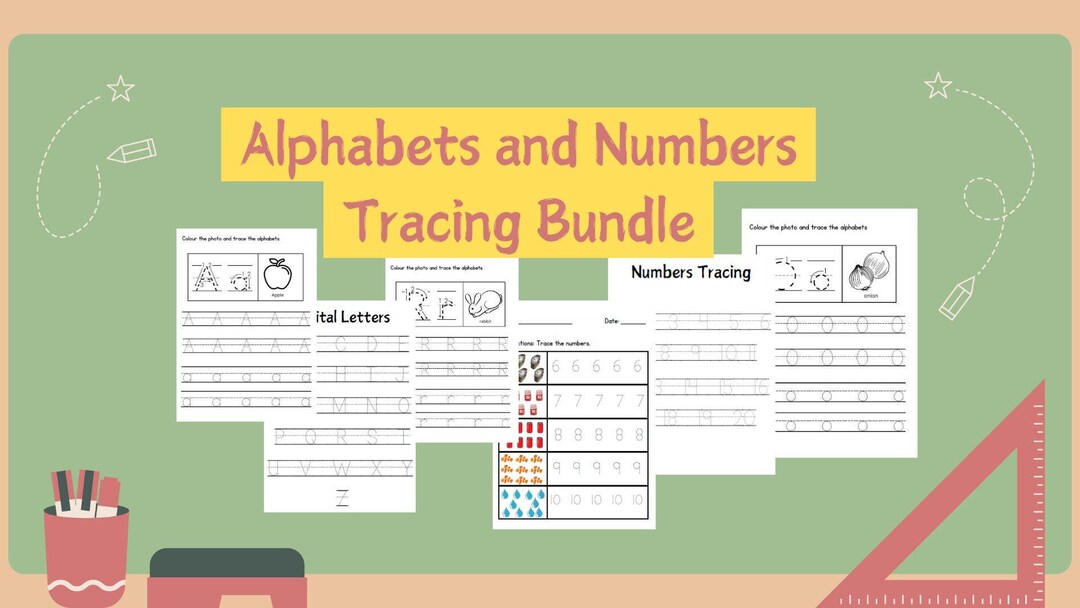 Alphabet Numbers Tracing Page, Handwriting, Educational Number Writing ...