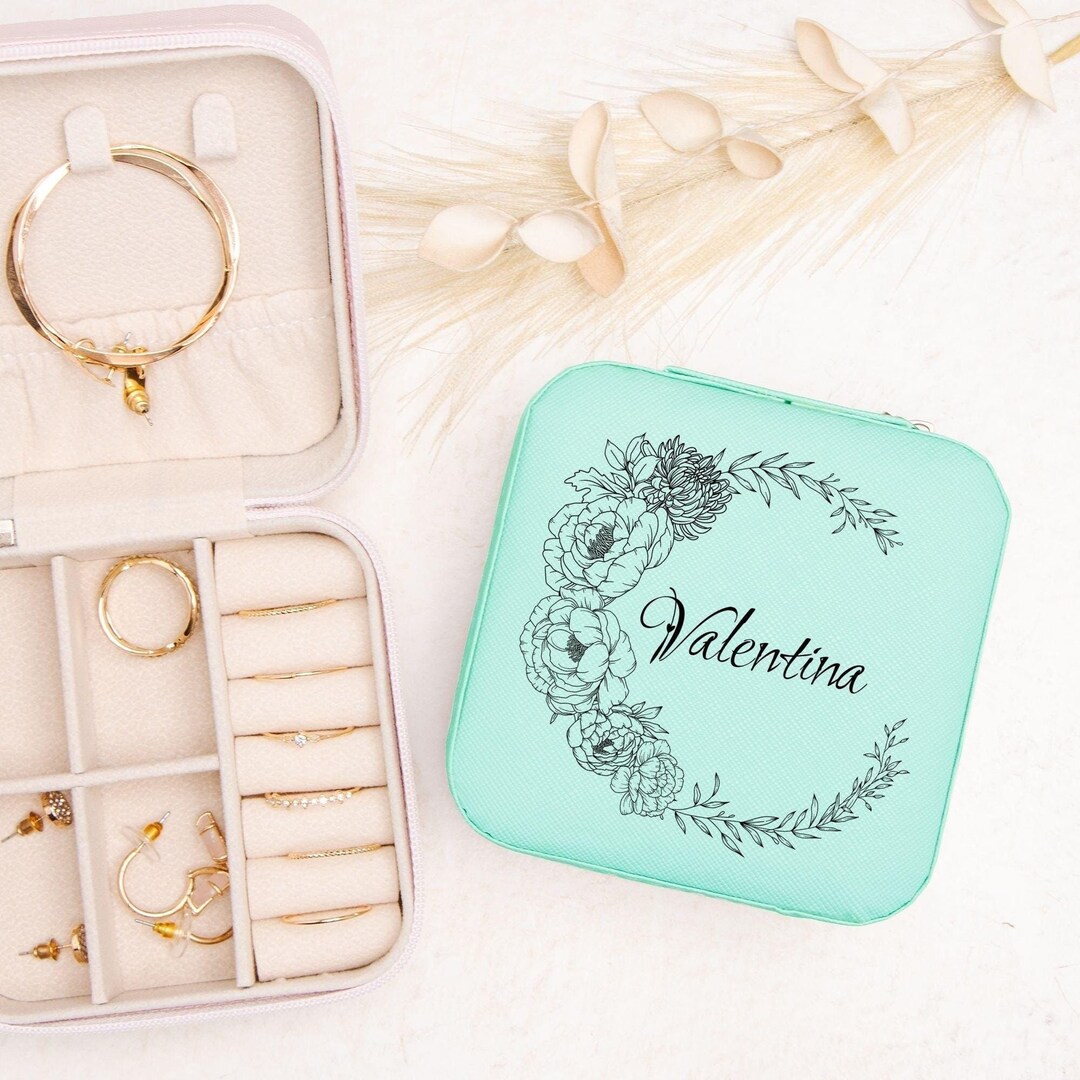 Personalized Jewelry Box Custom Birth Month Flower Jewelry Organiser ...