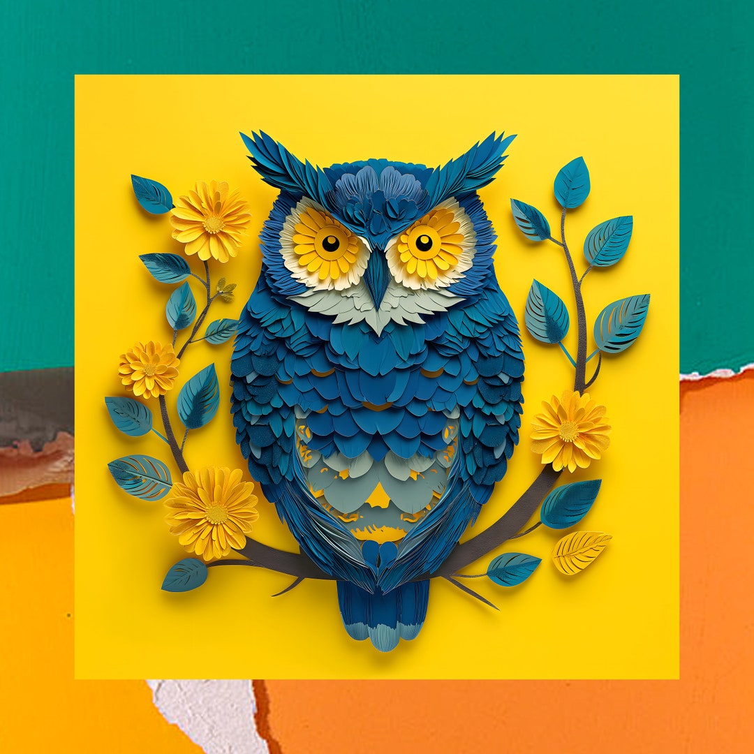 Owl Modern Paper Craft Color Pop Art AI Digital Image Art Download Owl ...