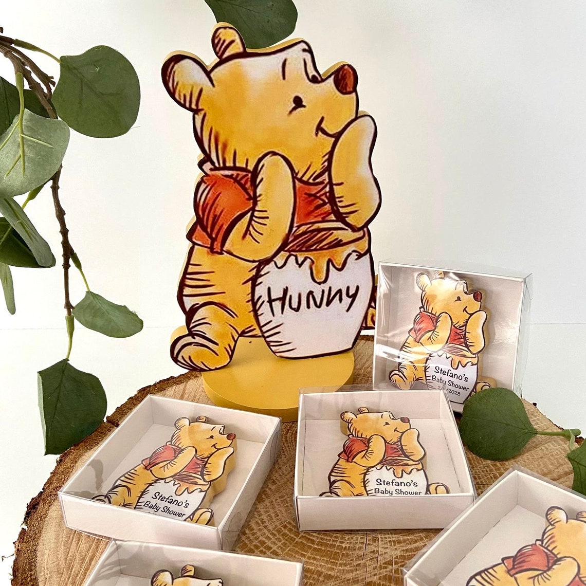Classic Winnie the Pooh Baby Shower Favors, Wood Magnet, First Birthday ...
