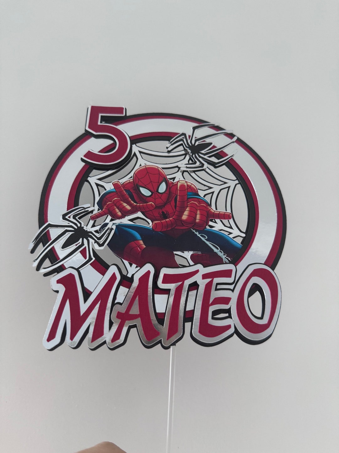 Spider Man Theme Cake Topper With Personalised Name and Number - Etsy