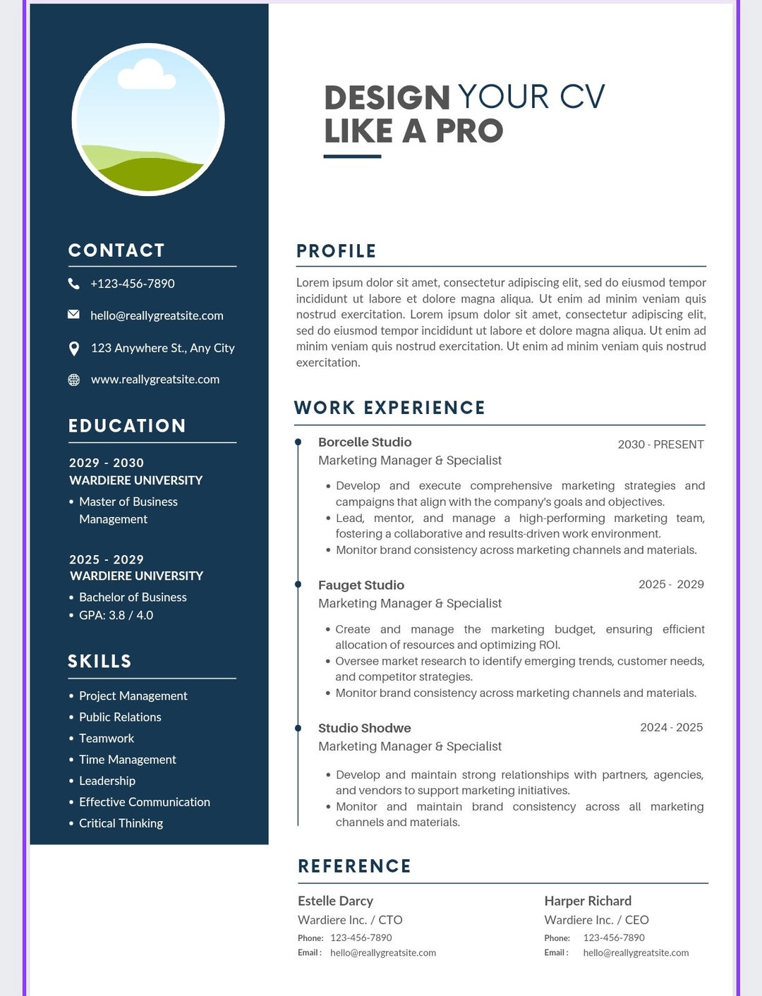 Professional CV Sample - Etsy