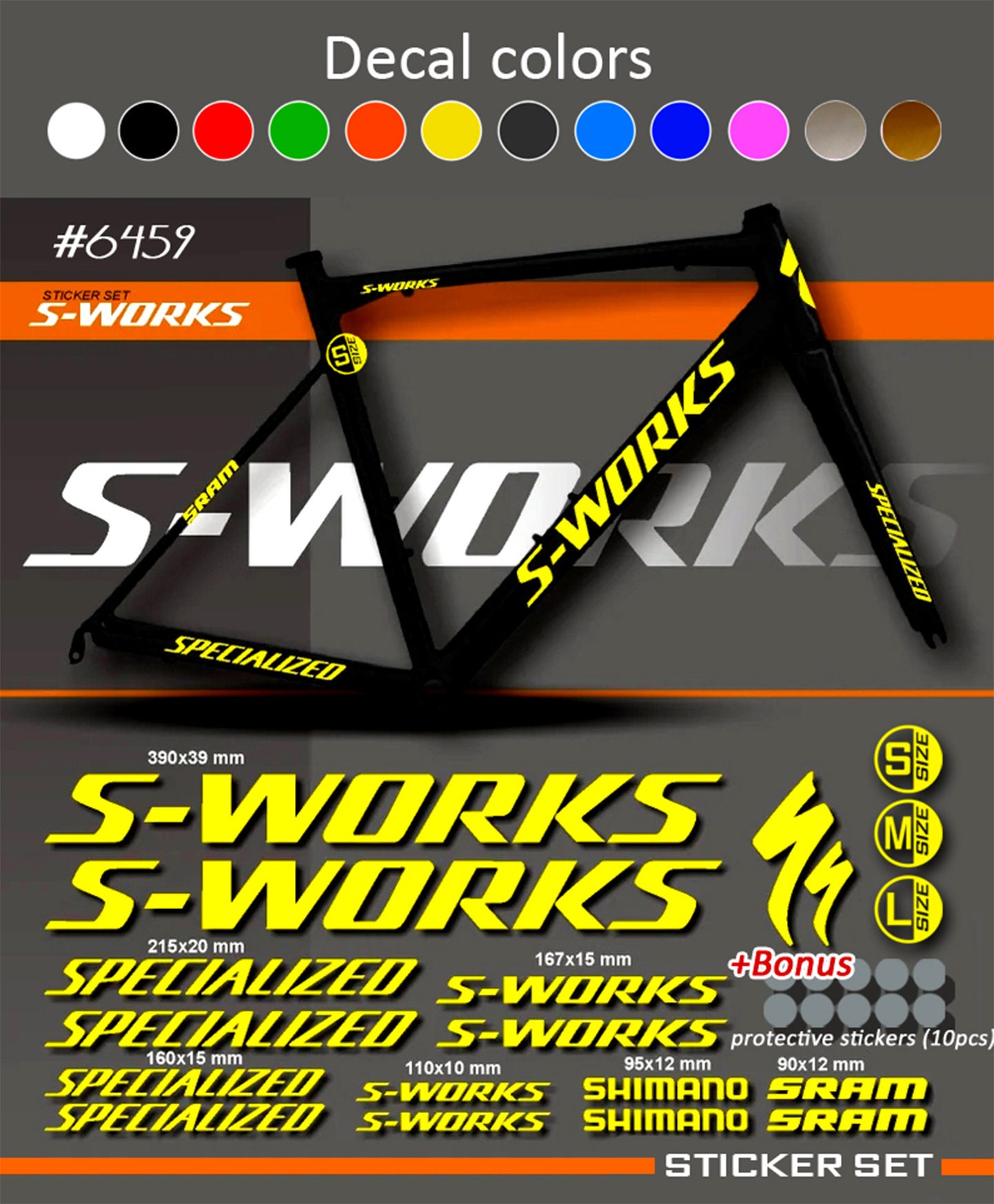 Bicycle Stickers S-WОRKS. A Set of Stickers for the Frame in Any Color ...