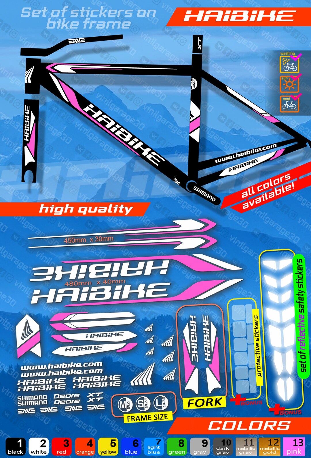 Bicycle Stickers HAIBIKE. A Set of Stickers for the Frame and Fork in ...