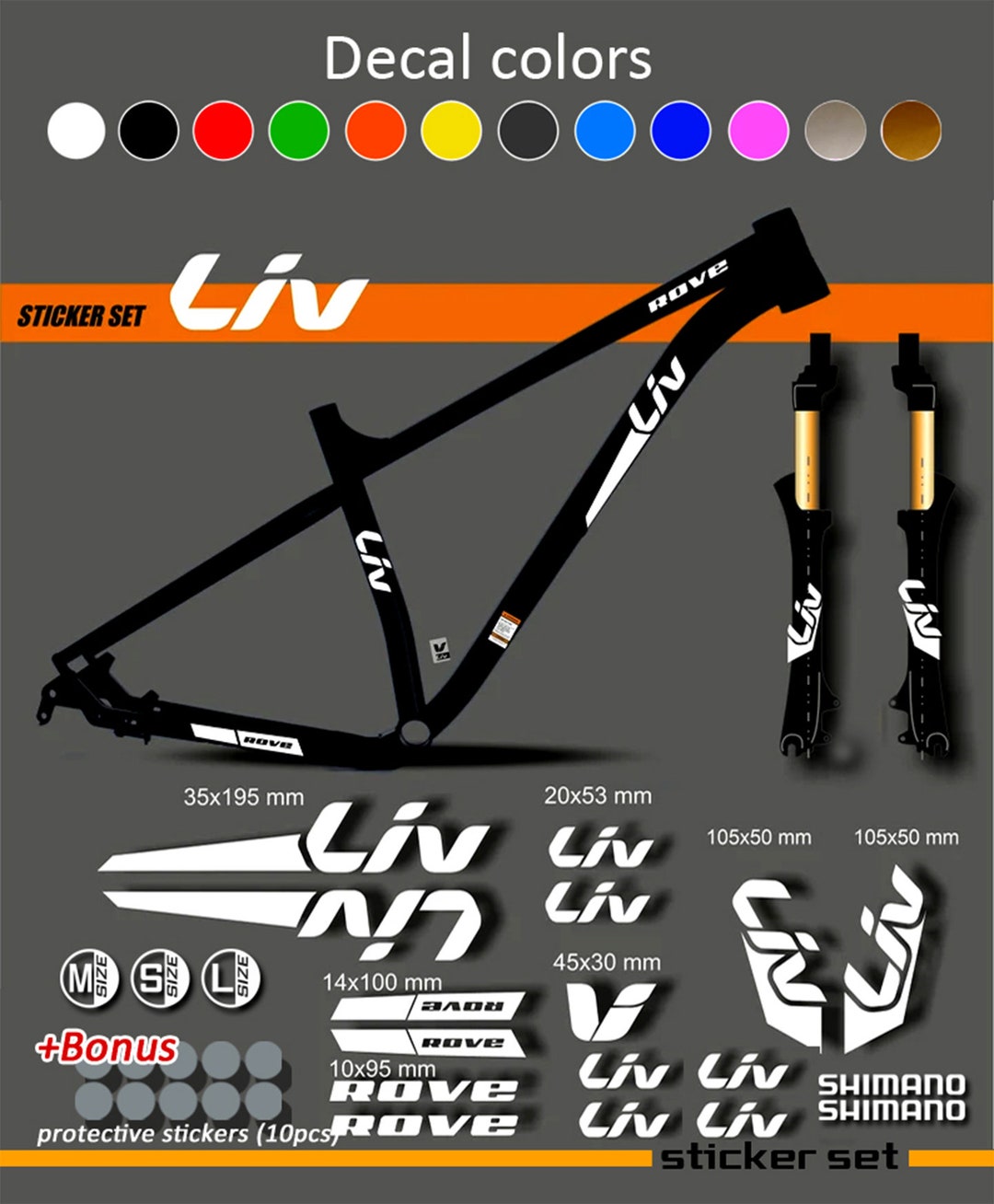 Bicycle Stickers LIV. A Set of Stickers for the Frame in Any Color ...