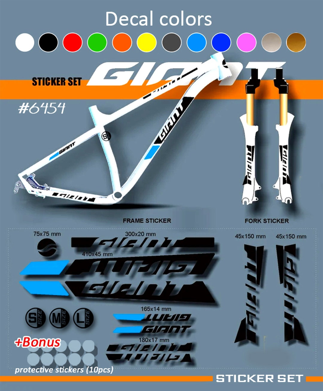 Bicycle Stickers GIANT. A Set of Stickers for the Frame and Fork in Any ...