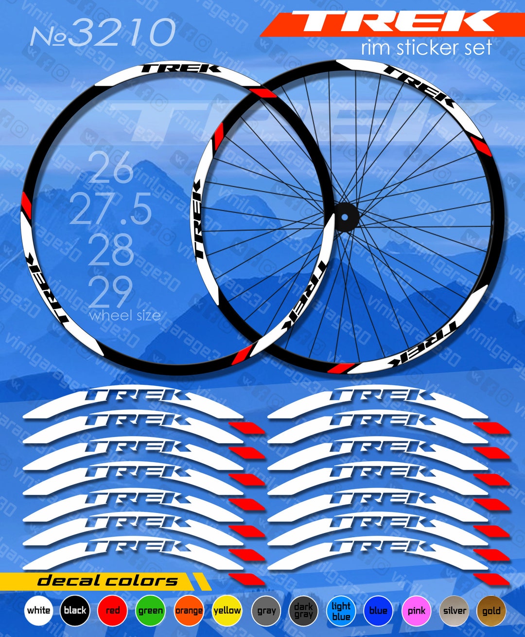 Bicycle Rim Stickers Trek. A Set of Stickers for the Rim in Any Color ...