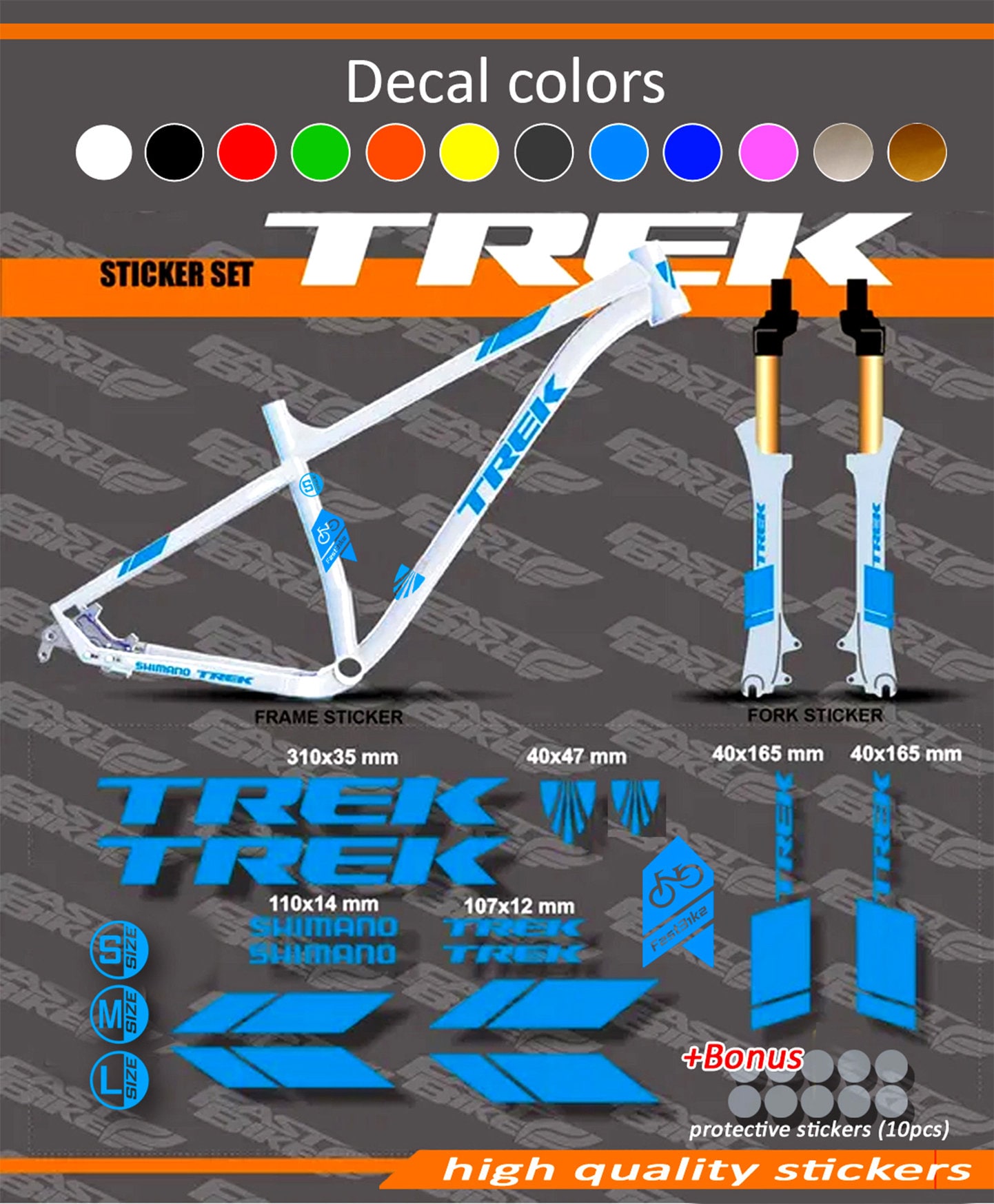 Bicycle Stickers Trek. A Set of Stickers for the Frame and Fork in Any Color Cycling - Etsy