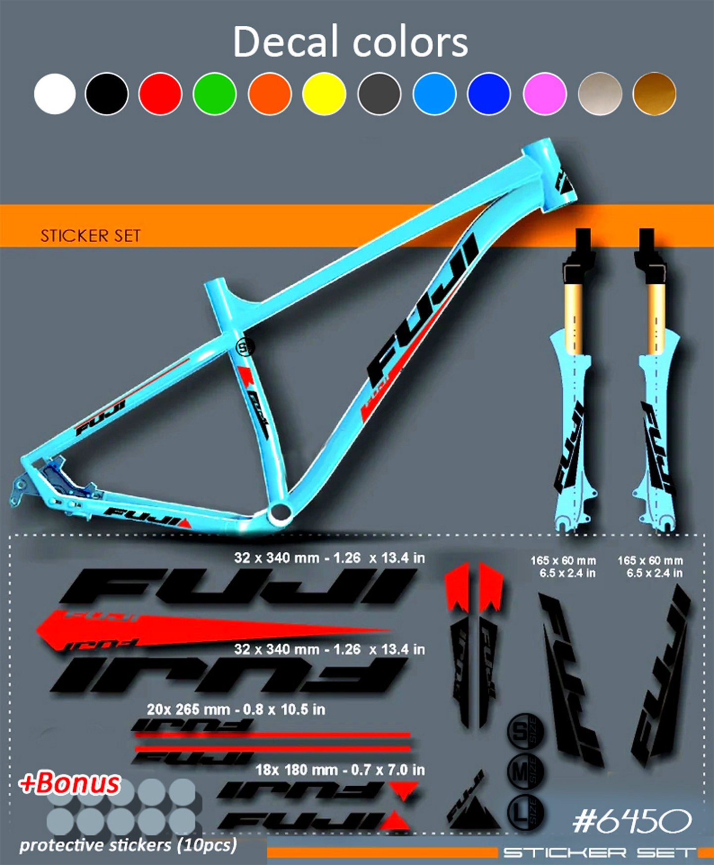 Bicycle Stickers Fuji. A Set of Stickers for the Frame and Fork in Any ...