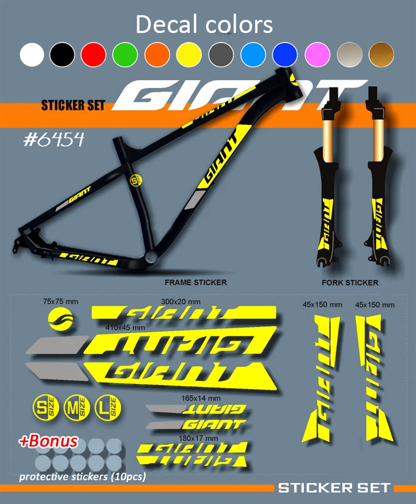 Bicycle Stickers GIANT. A Set of Stickers for the Frame and Fork in Any ...