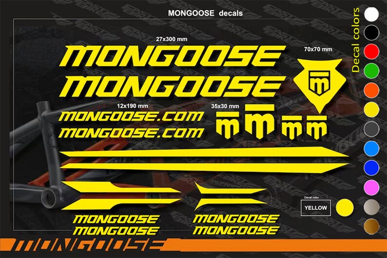 Bicycle Stickers Mongооse. A Set of Stickers for the Frame in Any Color ...