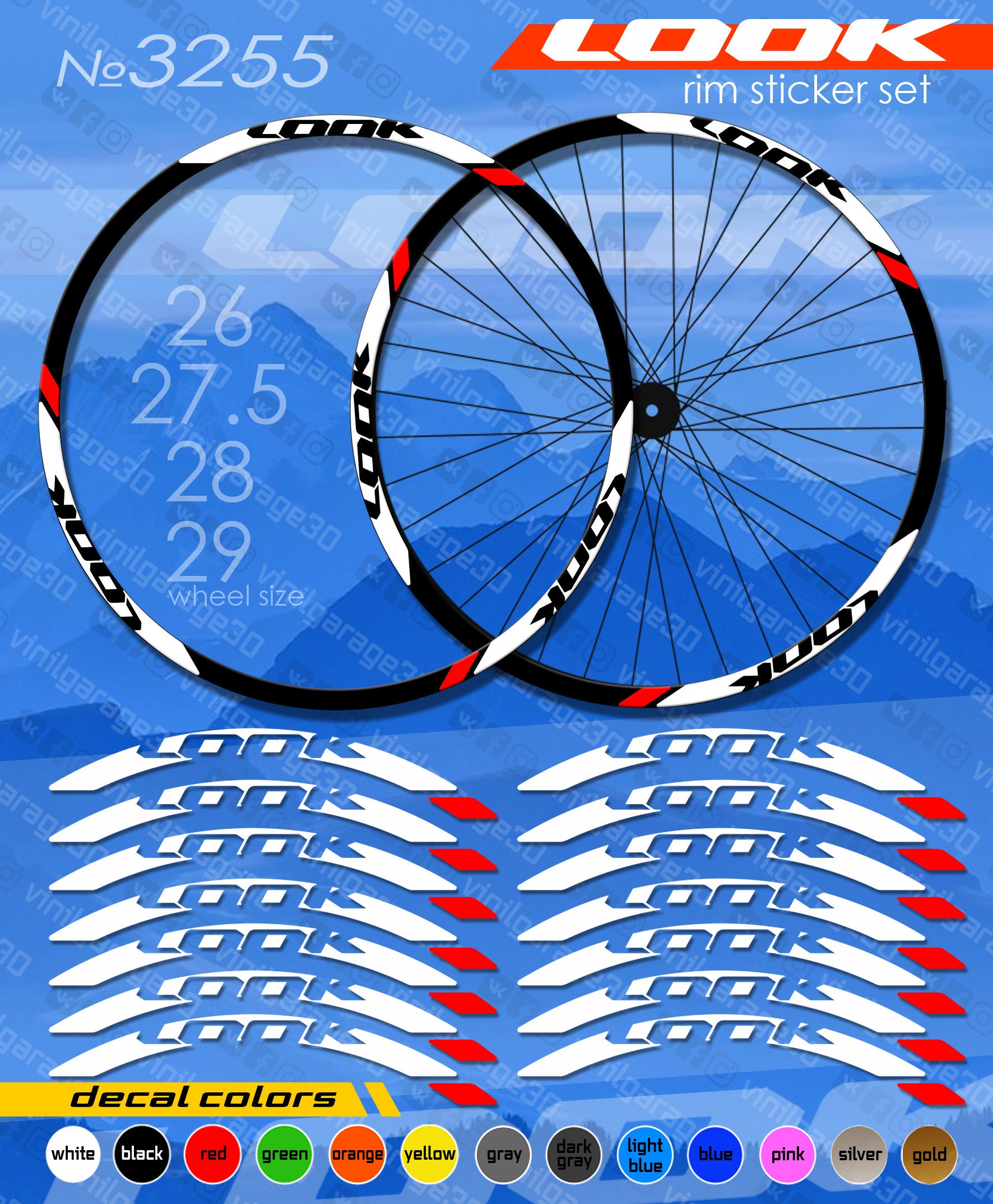 Bicycle Rim Stickers LOOK. A Set of Stickers for the Rim in Any Color ...
