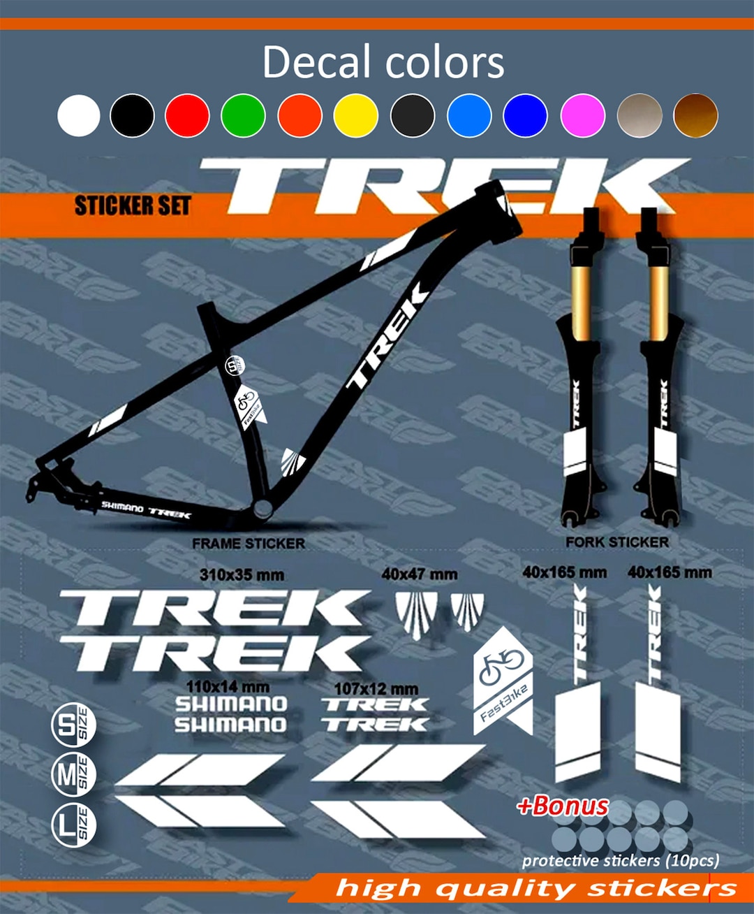 Bicycle Stickers Trek. A Set of Stickers for the Frame and Fork in Any ...