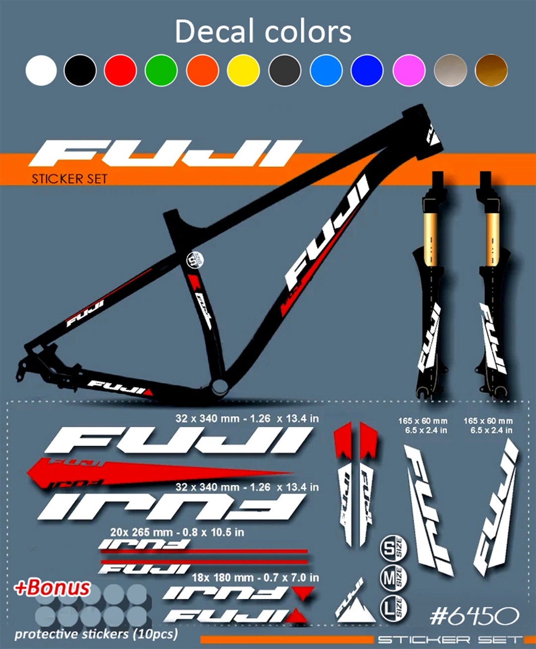 Bicycle Stickers Fuji. A Set of Stickers for the Frame and Fork in Any ...