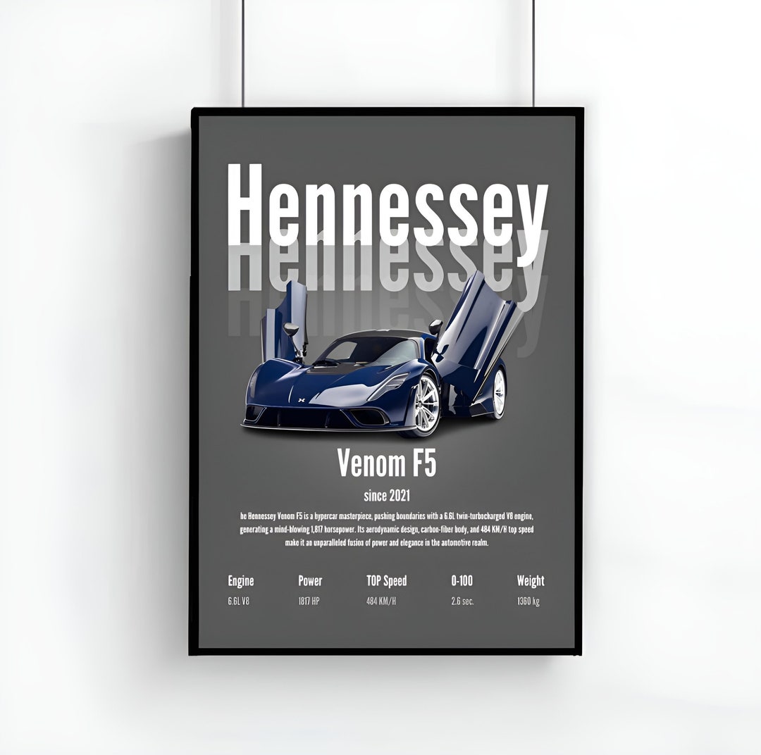 Hennessey Venom F5 Poster, Minimalist Supercar Poster, Car Poster ...