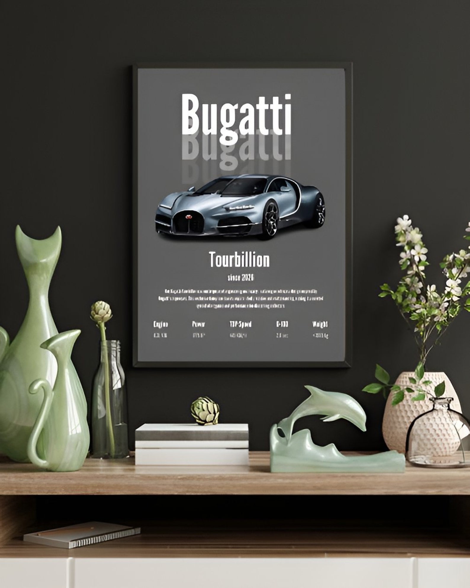 Bugatti Tourbillon Poster, New Bugatti Poster, Sports Car Wall Art, Car ...