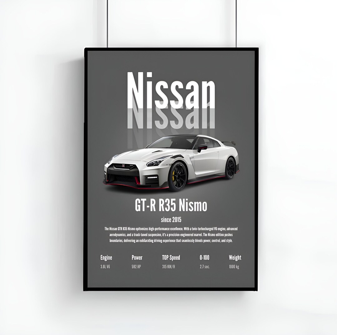 White Nissan GTR Poster, Retro Nissan Photo, Vintage Nissan Poster, Car ...