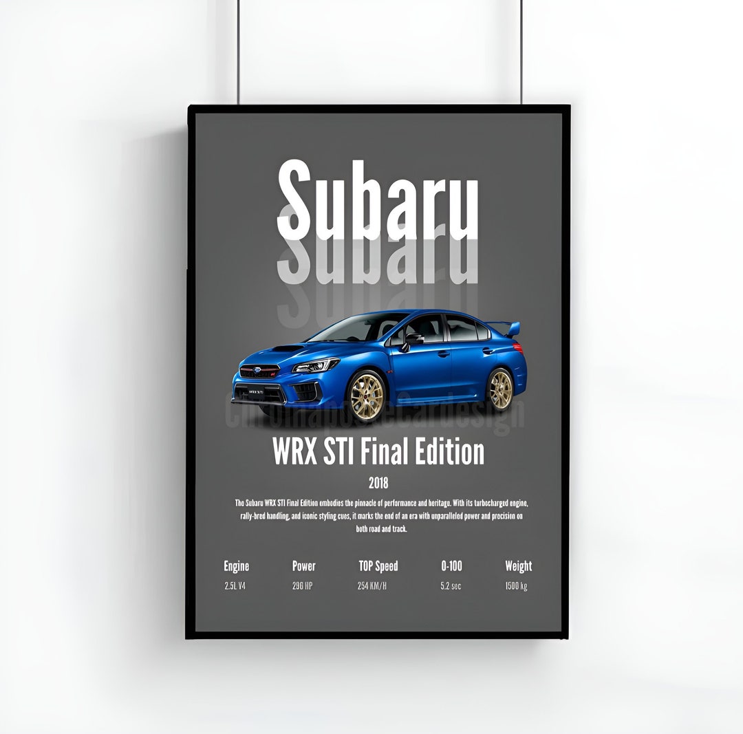 Subaru Impreza WRX STI Car Poster Wall Art Boys Room Japanese Cars ...