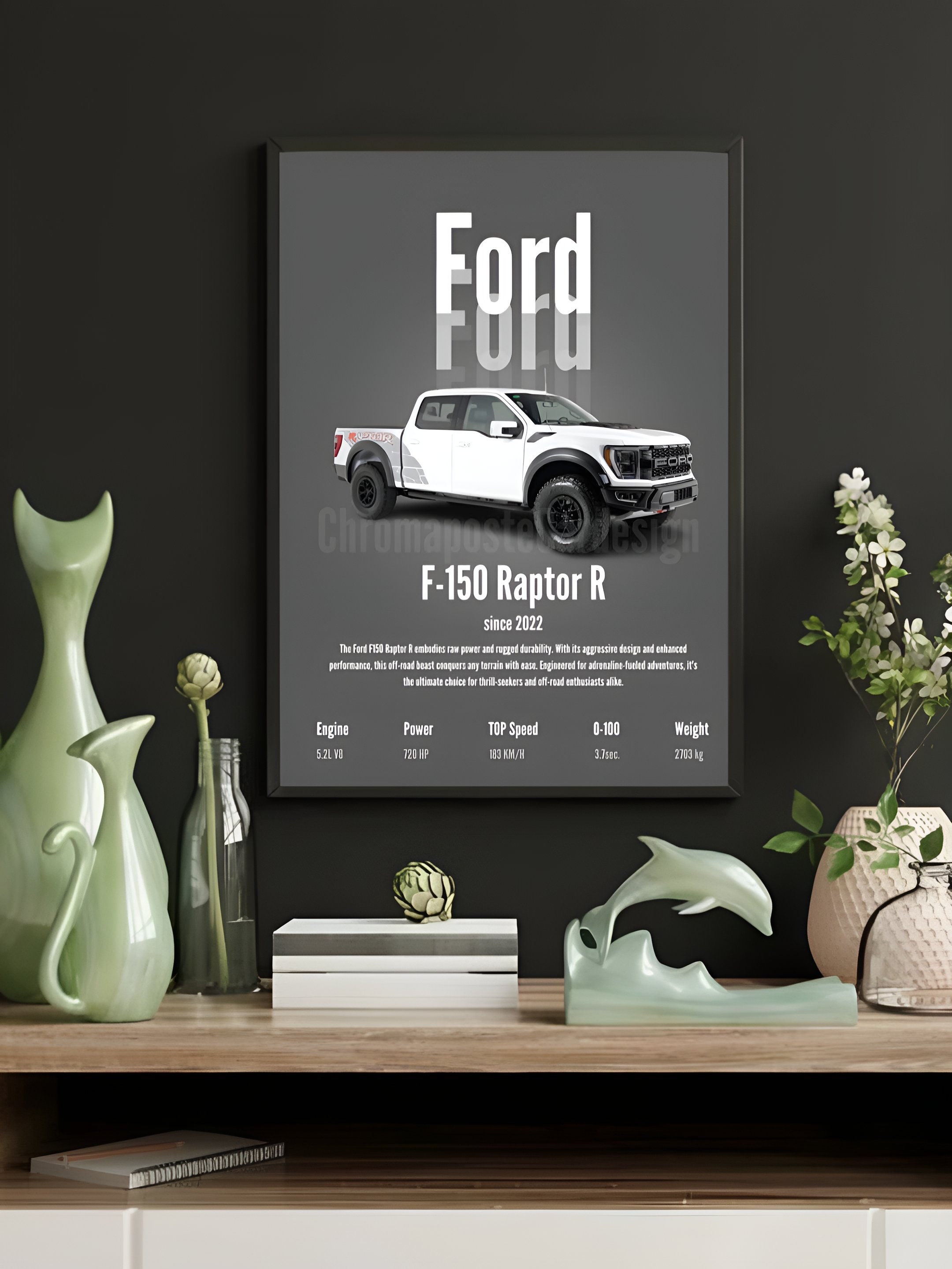 Ford F-150 Raptor R Car Poster Print Wall Boys Room American Car Decor ...