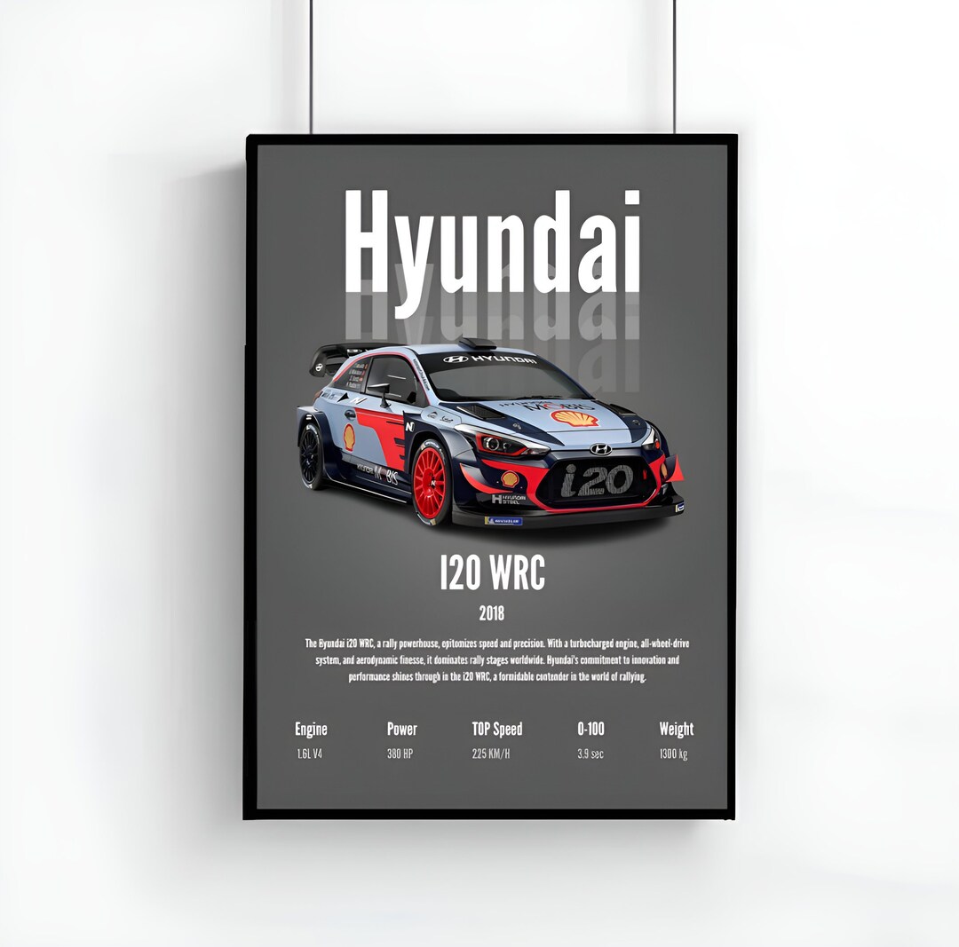 Hyundai I20 WRC Poster Hyundai Poster Digital Download Hyper Car Poster ...
