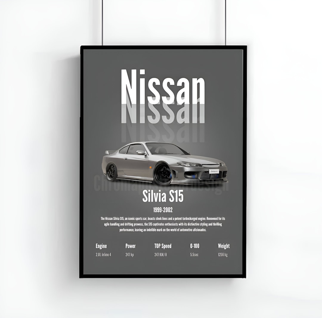 Nissan Silvia S15 Car Poster Wall Art Kids Boys Room Japanese Cars ...