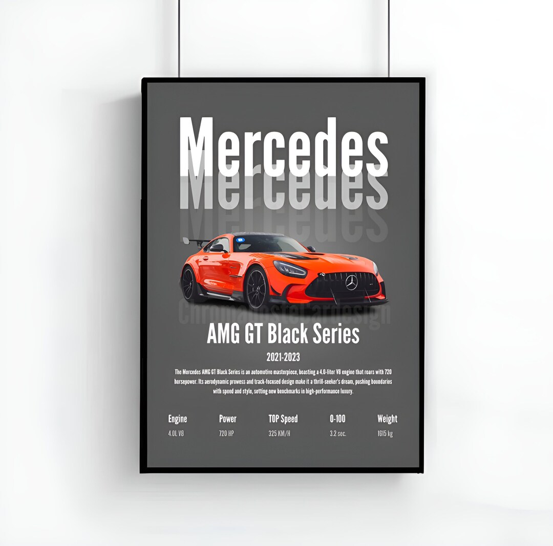 Mercedes AMG GT Black Series Auto Poster Wandkunst Jungen Zimmer ...