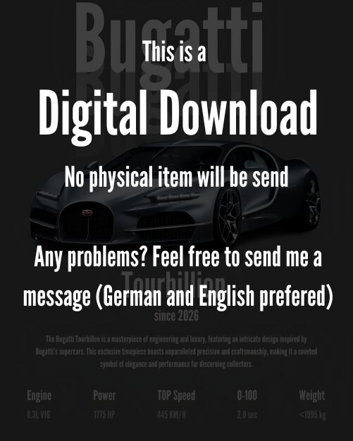 Bugatti Tourbillon Poster, New Bugatti Poster, Sports Car Wall Art, Car ...