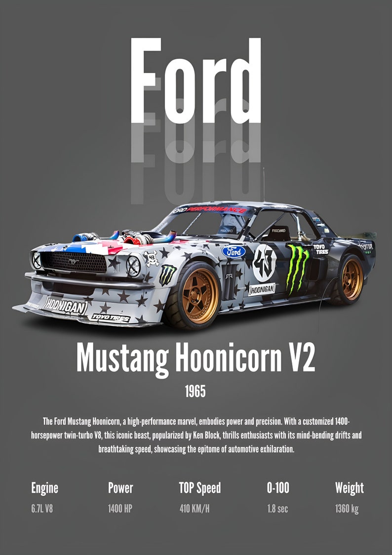 Ford Mustang Hoonicorn 4K Car Poster - Etsy