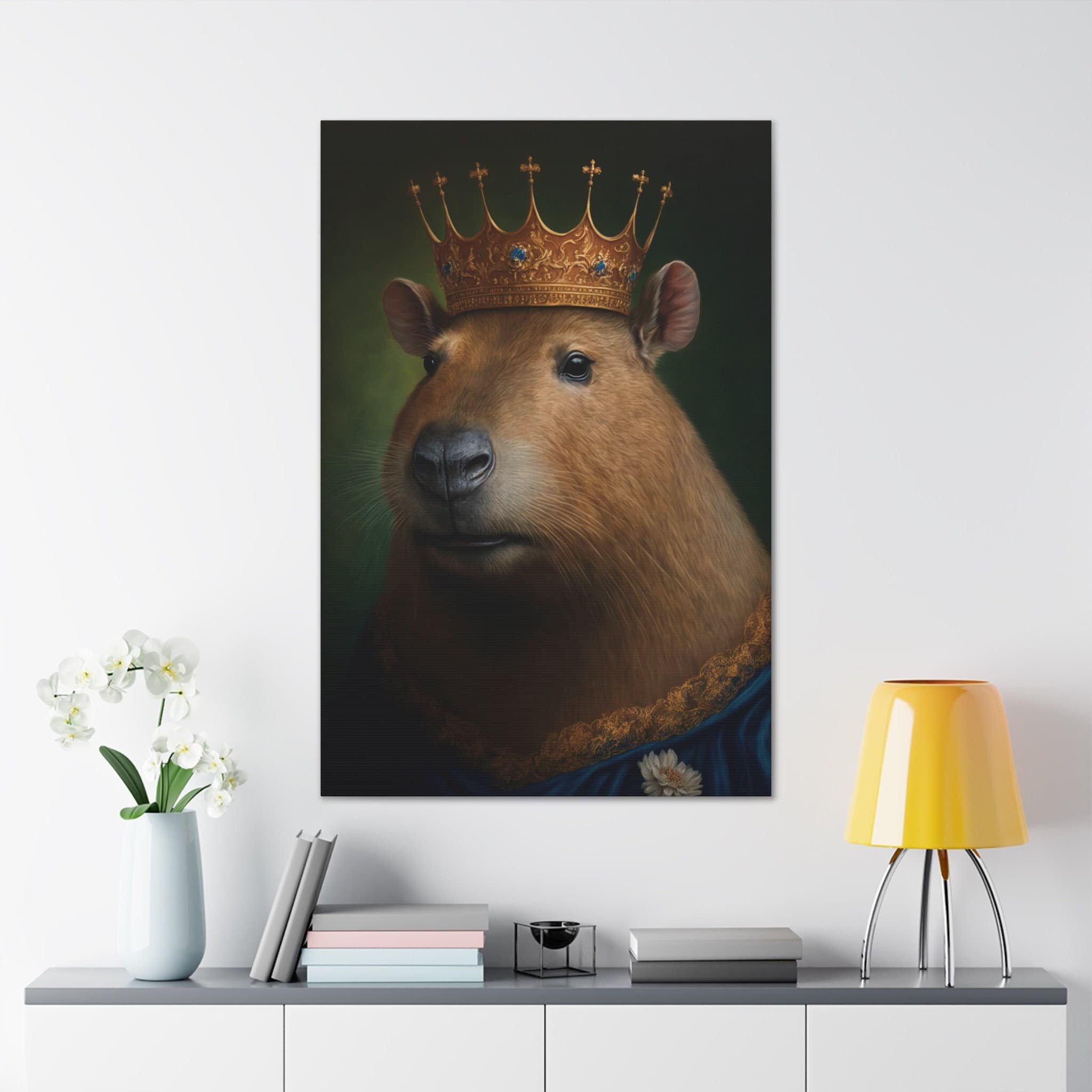Capybara Art, King Capybara Wall Art, Capybara Painting, Capybara Lover ...