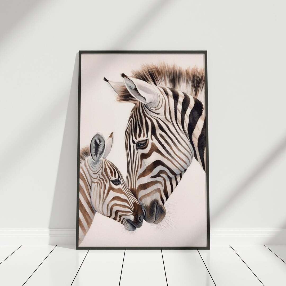 Mom & Baby Zebra Nursery Decor, Zebra Art, Zebra Gift Nursery Wall Art ...