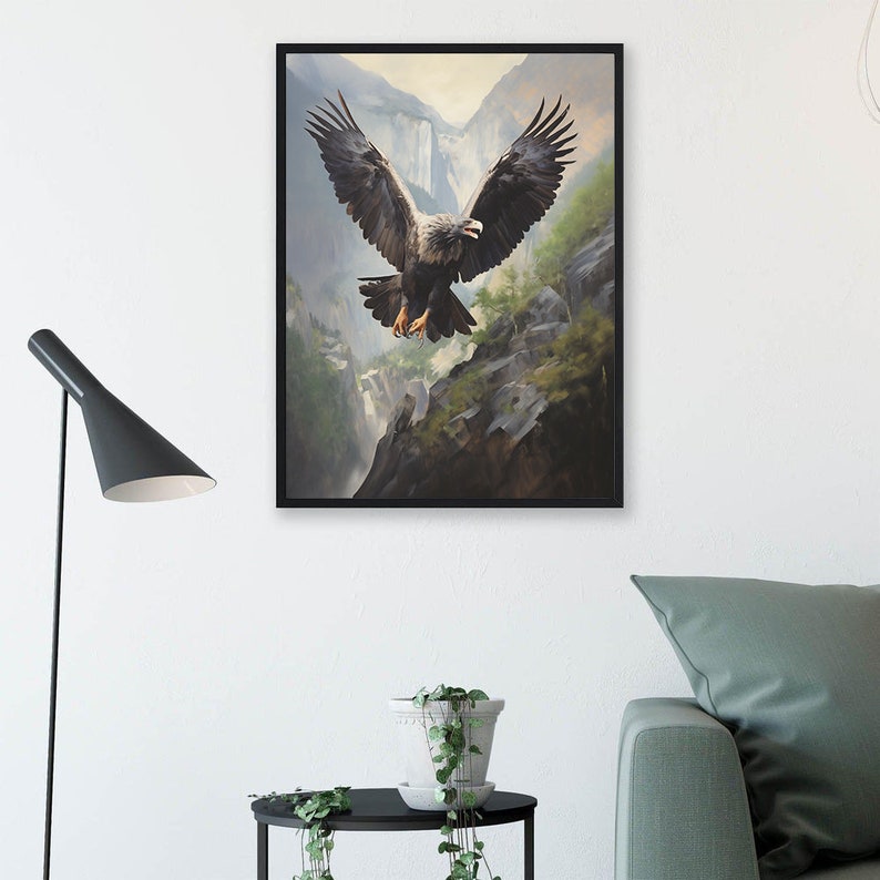 California Condor Painting Mountains America Canyon Wildlife Black Bird ...