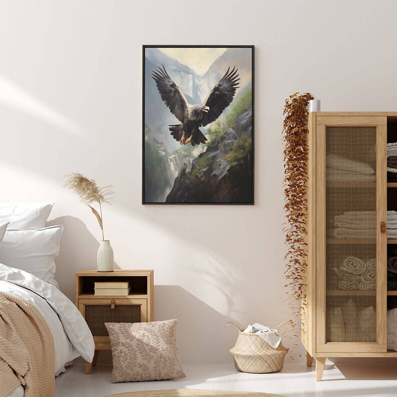 California Condor Painting Mountains America Canyon Wildlife Black Bird ...