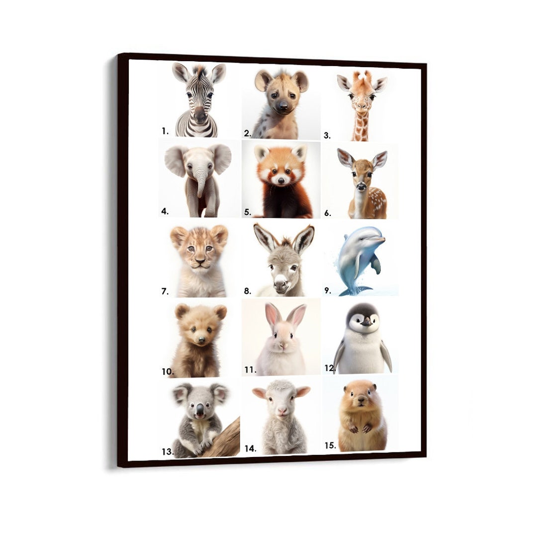 Baby Animal Prints Set of 6 Safari & Farm Animals Baby Shower Gift Kids ...