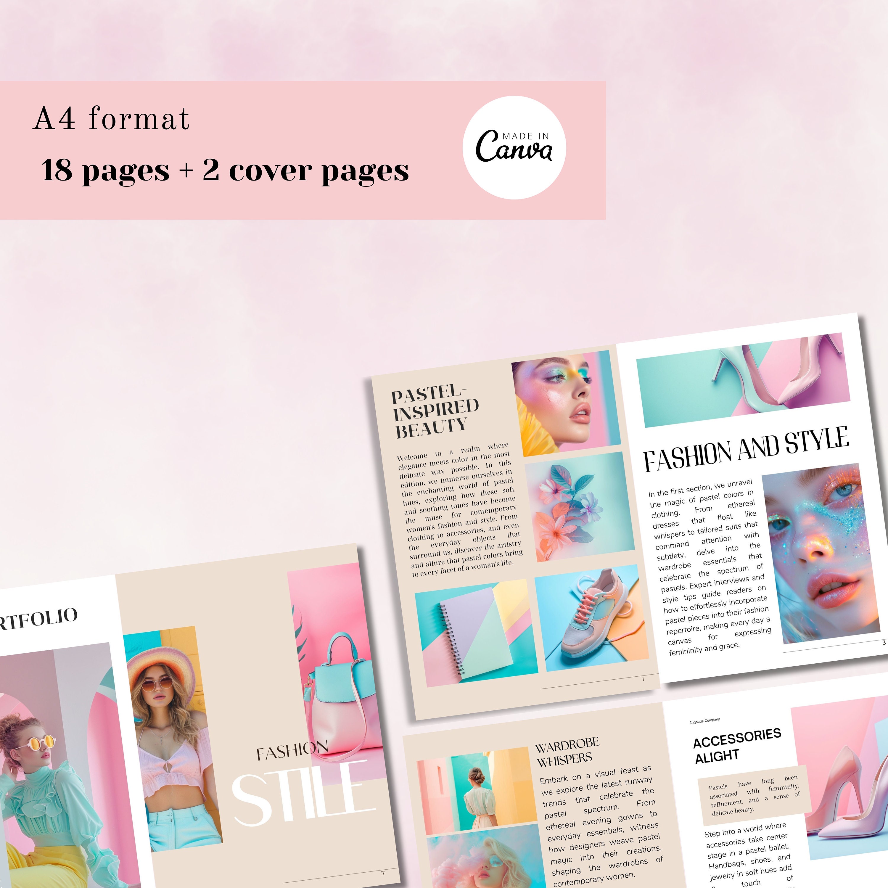 Fashion Magazine Canva in Pastel Colors - Etsy