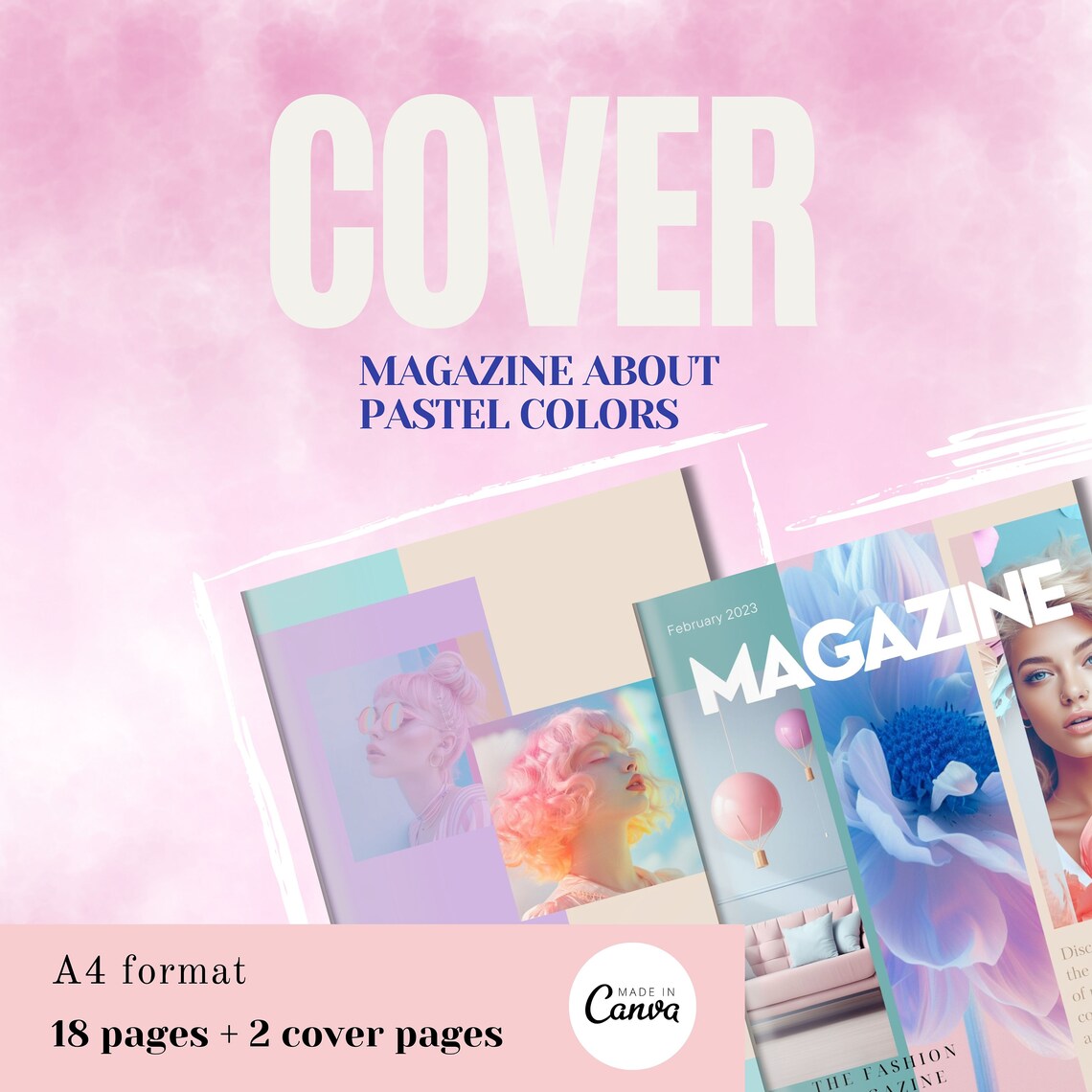 Fashion Magazine Canva in Pastel Colors - Etsy