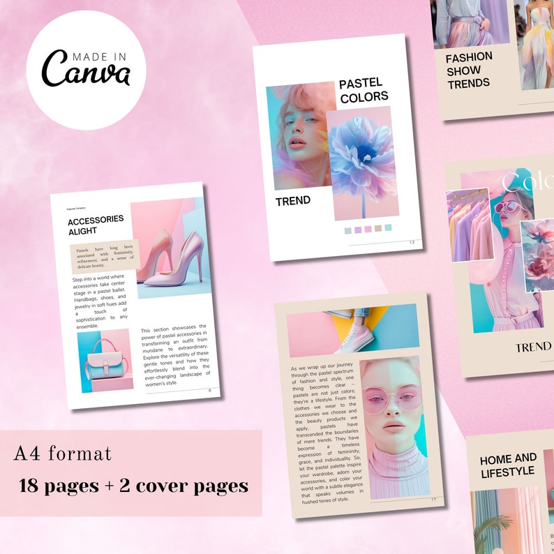 Fashion Magazine Canva in Pastel Colors - Etsy