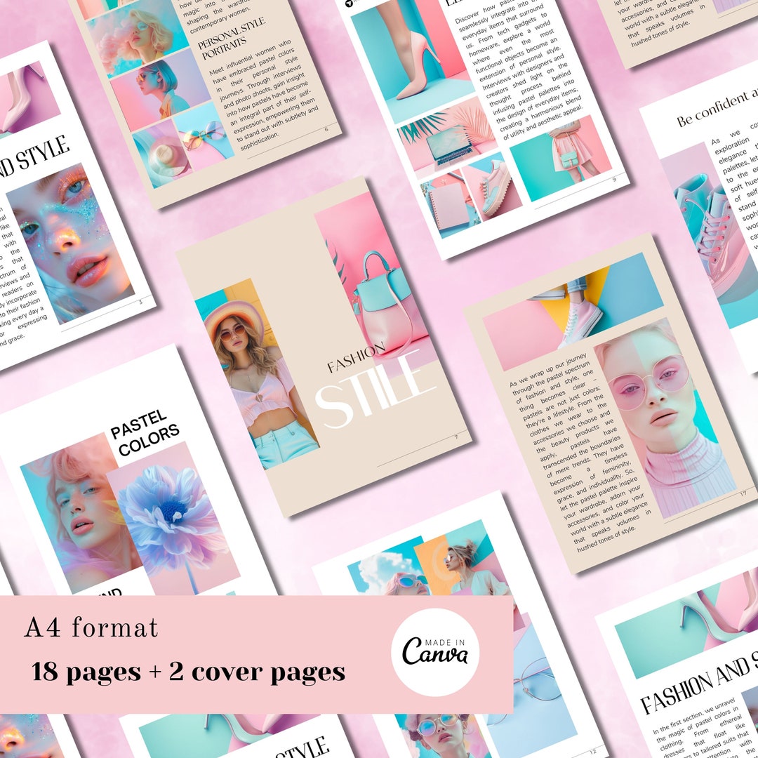 Fashion Magazine Canva in Pastel Colors - Etsy