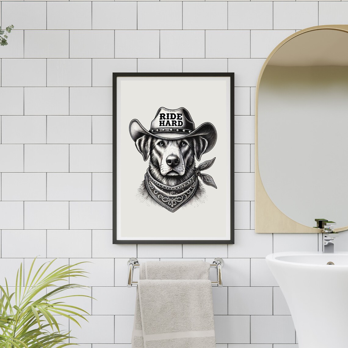 Ride Hard Cowdog Giclée Fine Art Print, Yallternative Cowboy Dog ...