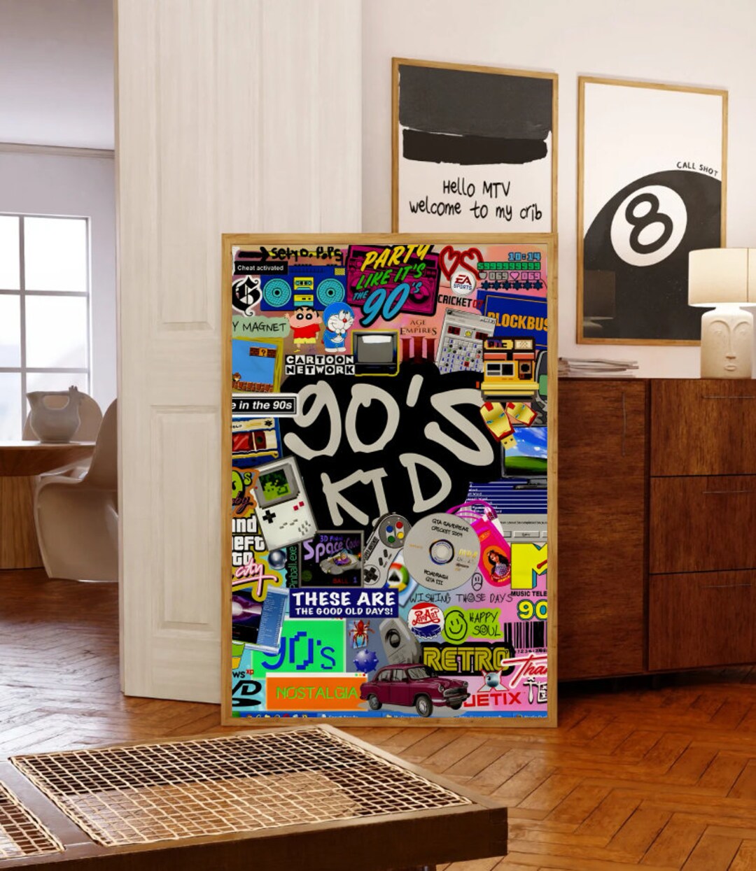 Retro 90s Kids Collage Poster, Vintage Pop Culture Wall Art, Nostalgic ...