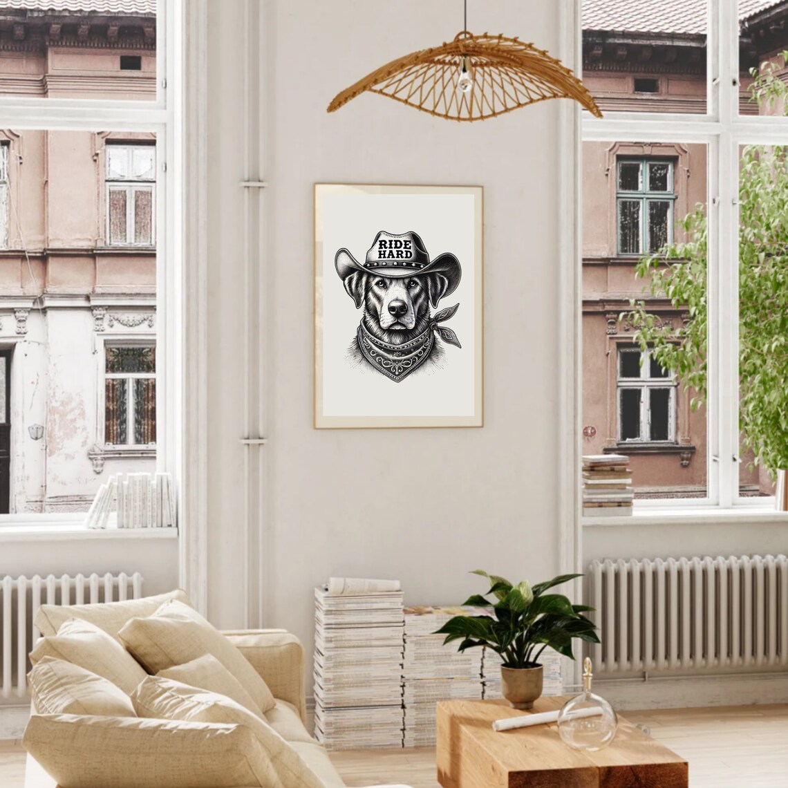 Ride Hard Cowdog Giclée Fine Art Print, Yallternative Cowboy Dog ...