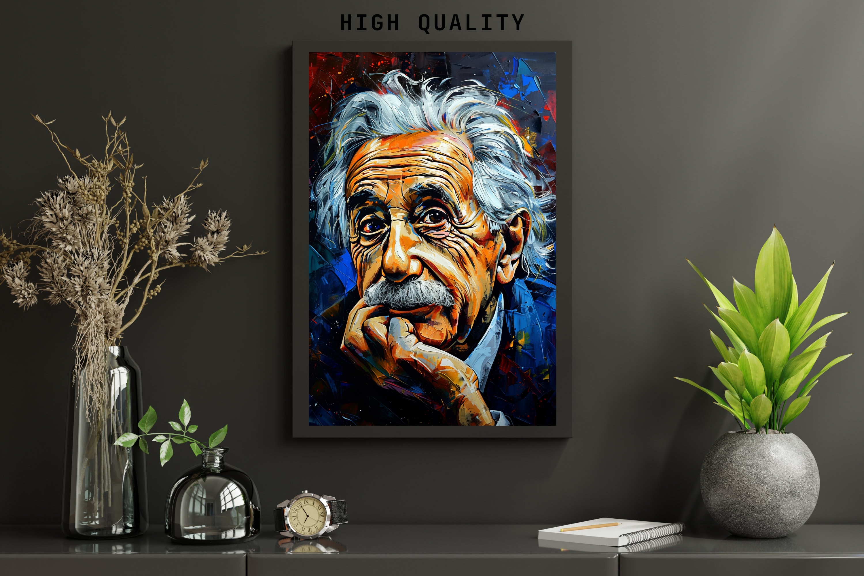 Albert Einstein Portrait Wall Art Painting Unique Atmosphere High ...